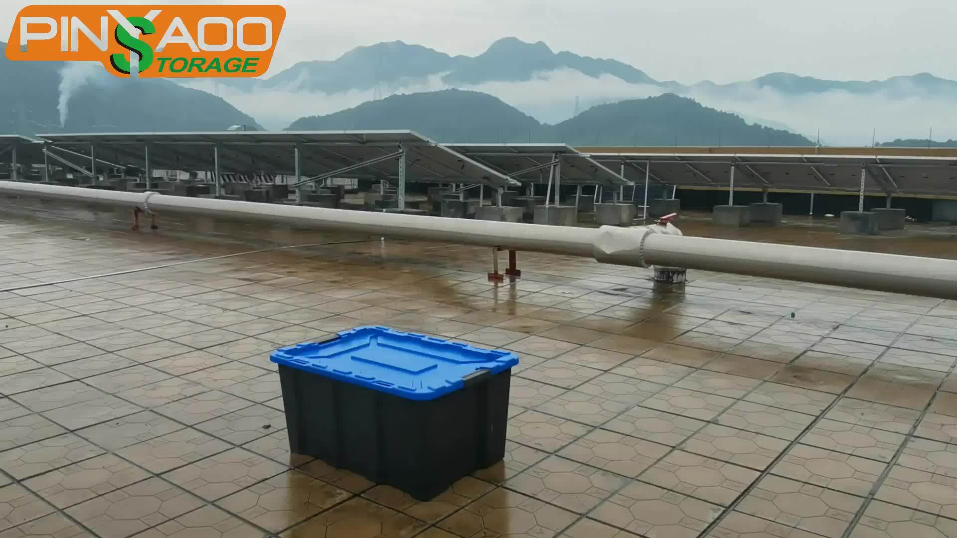 Black Plastic Square Container 100l Waterproof Storage Box With Lid ...