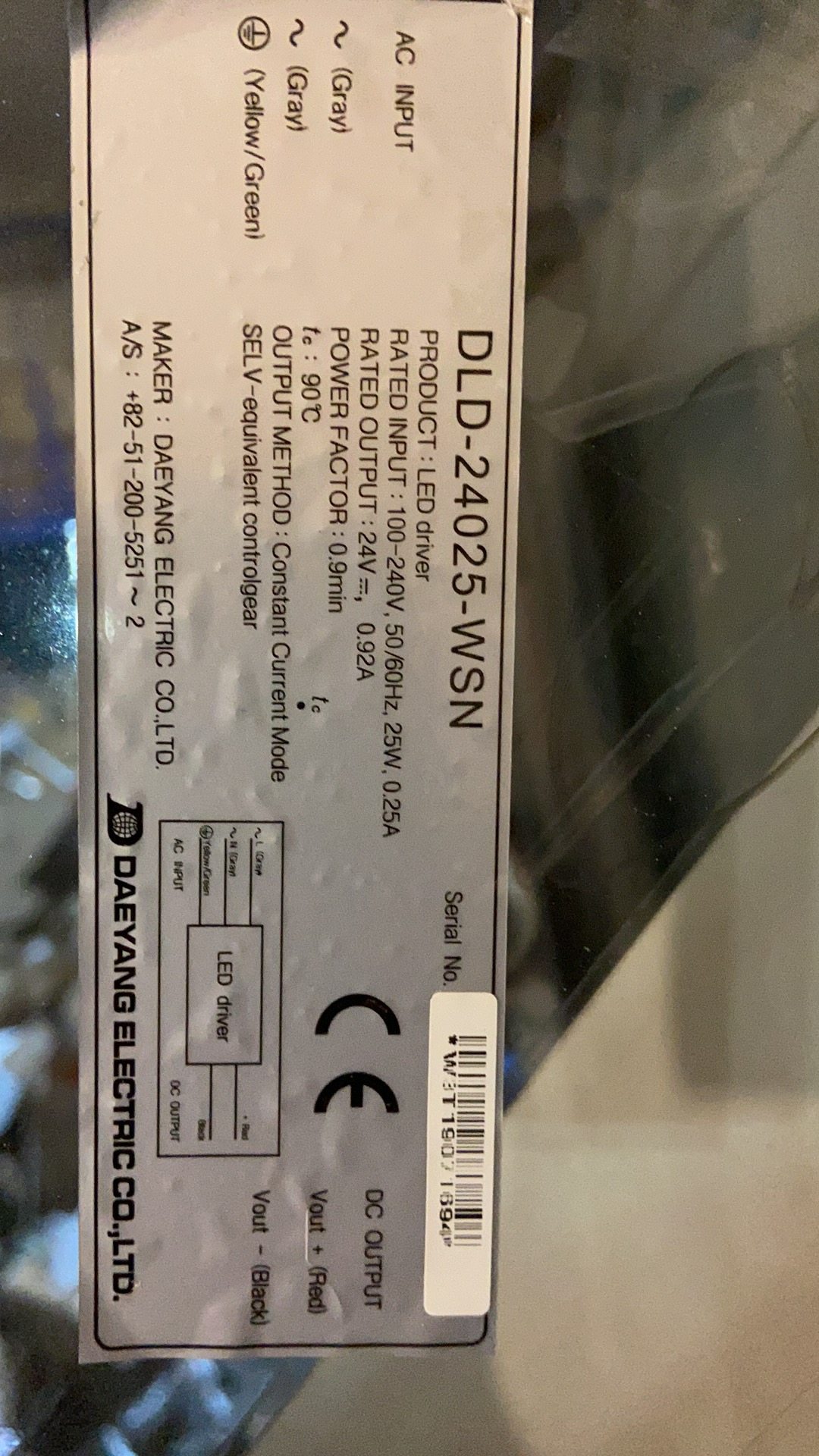 DLD-24025-WSN DYP-30L Marine DAEYANG LED driver 24V 0 92A 17061812