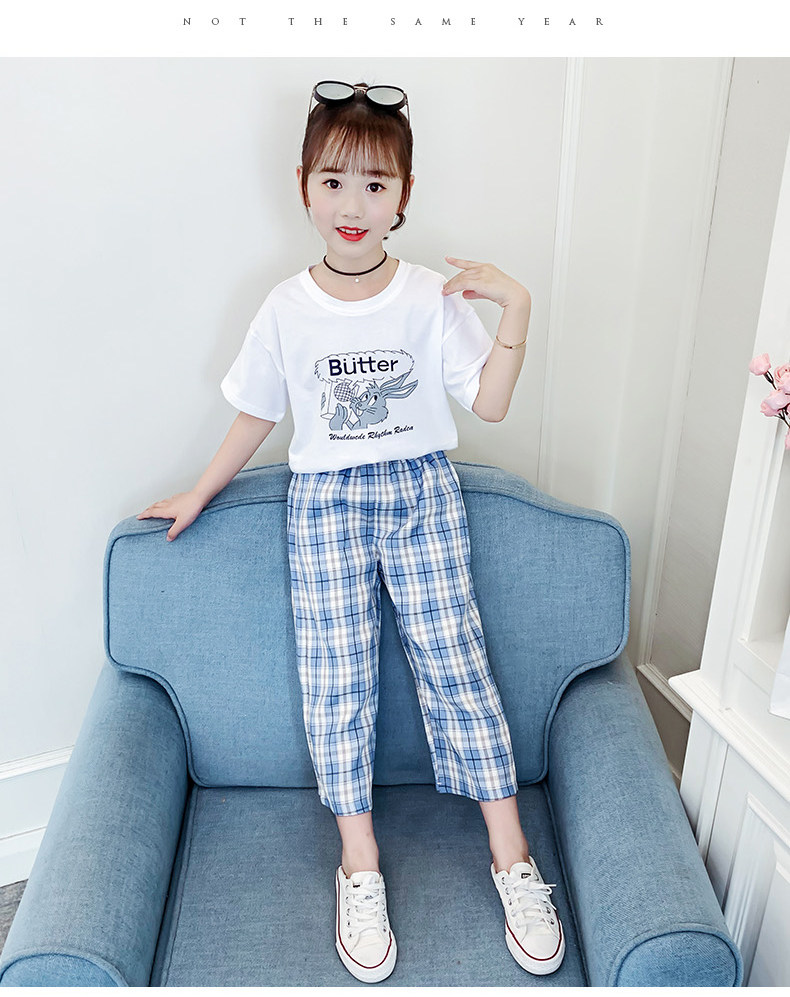 女童套装2021夏季新款运动洋气休闲夏装中大童纯棉短袖中裤两件套_大小王童装DXWTZTTY3159 - 货捕头