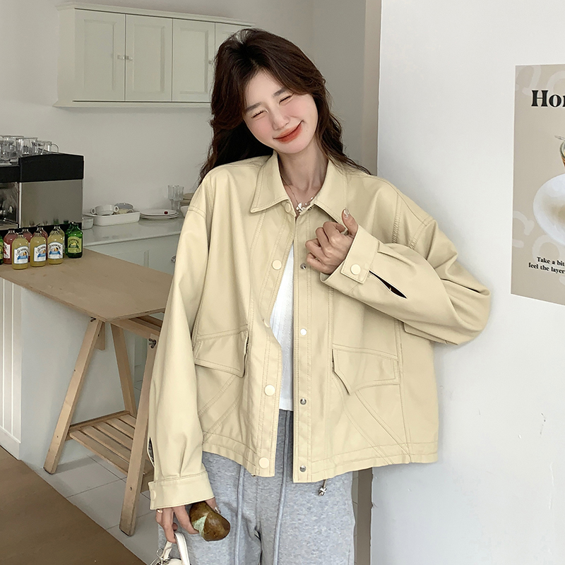 欧货奶huhu皮衣外套女春秋2025新款复古流行pu皮短夹克高级小个子-Taobao