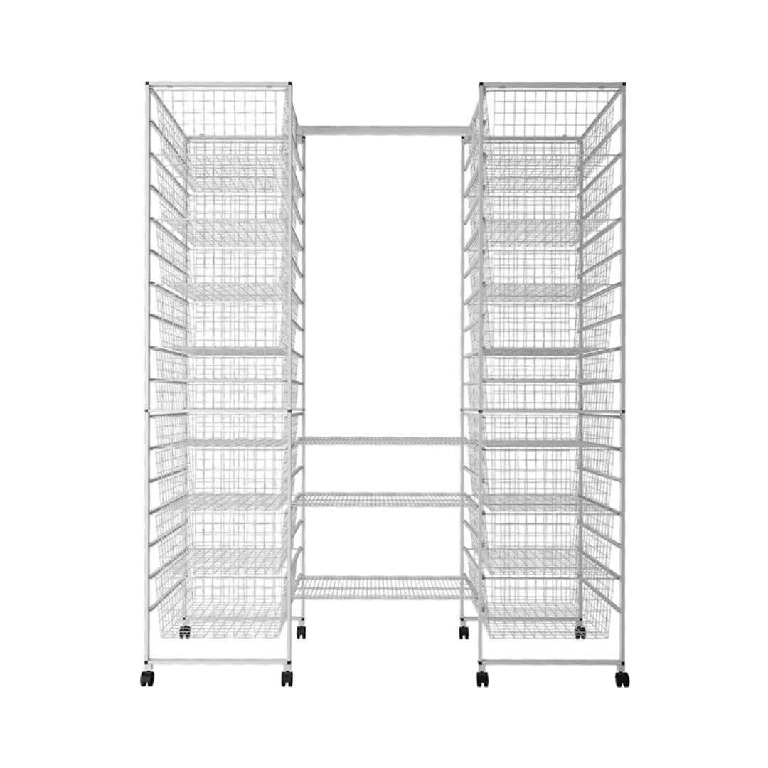 Contemporary Modern Simple Closet Wire Basket Kits Organizer White ...