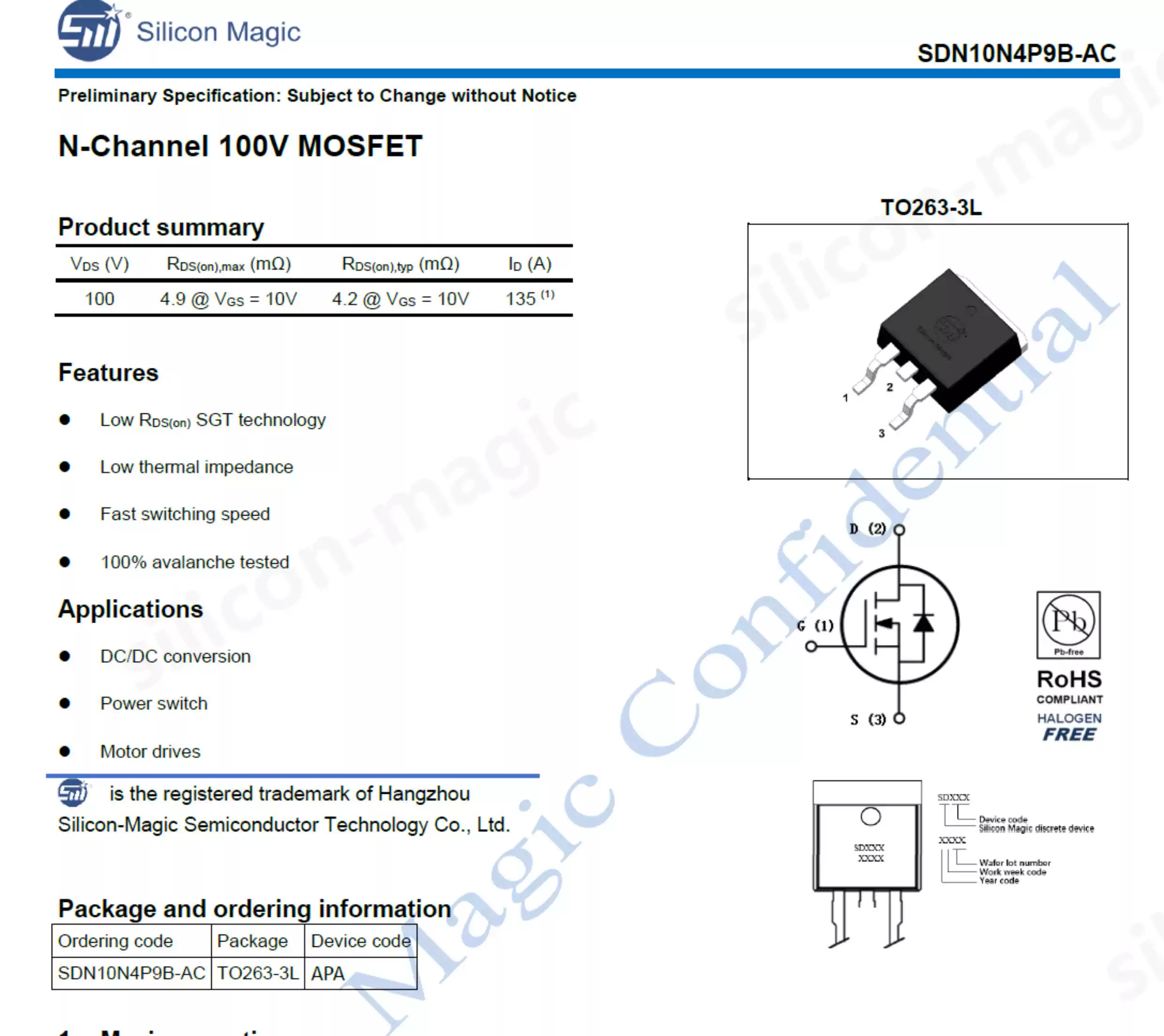 EG1163 12V 20A适配MOS 管 MOS管 SDN10N4P9B-AC