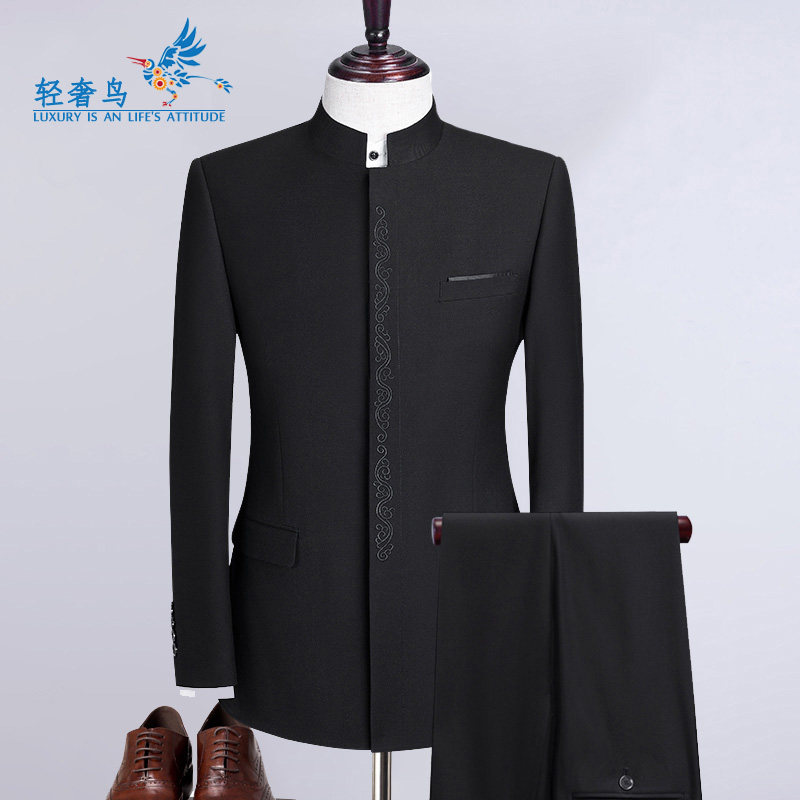 [USD 764.11] Light and luxury Bird Zhongshan suit male Chinese-collar ...