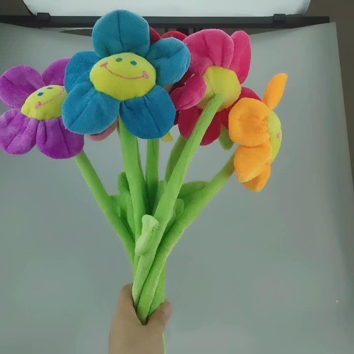 45 Cm Smiley Happy Faces Plush Daisy Flower Colorful Soft Bendable ...