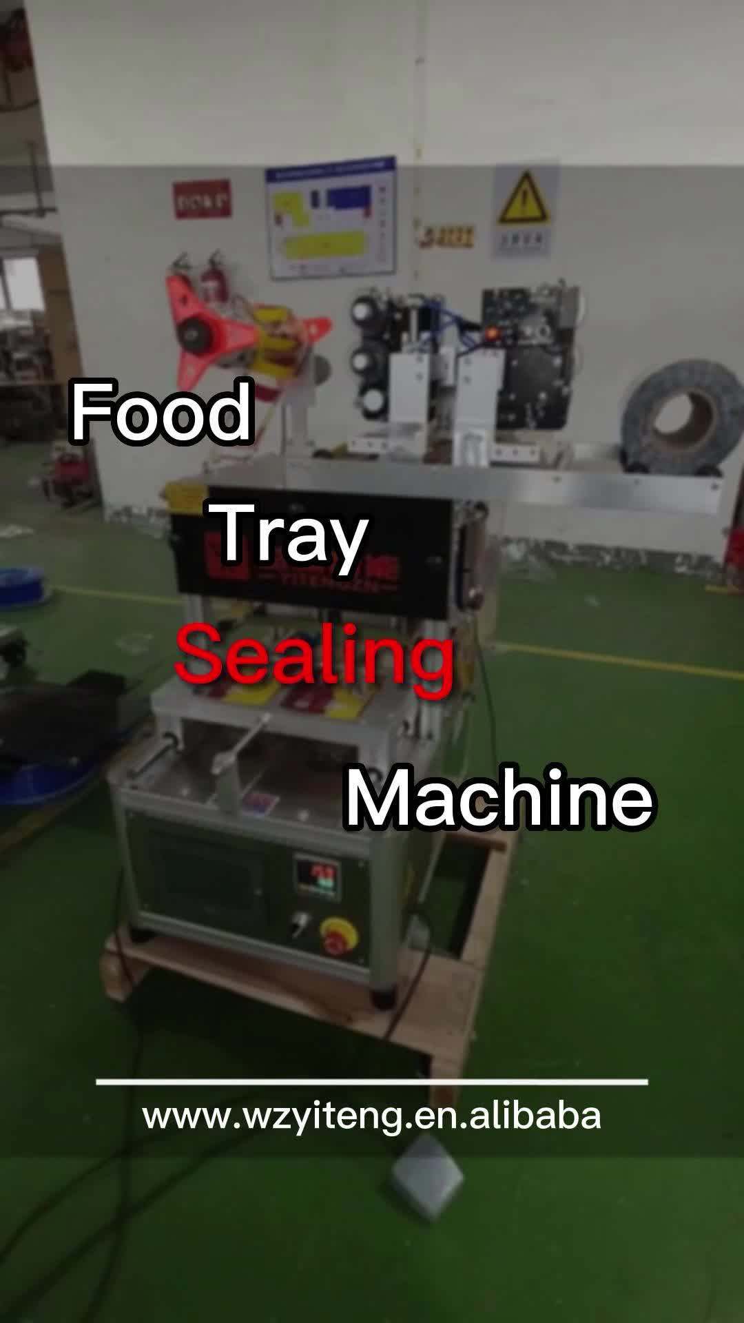 4 Cavities Gas Flush Pneumatic Tray Sealing Machine Food Tray Sealing ...