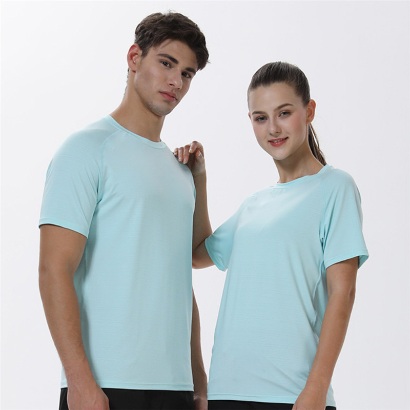 Summer ice silk sports quick-drying T-shirt round neck quick-drying ...