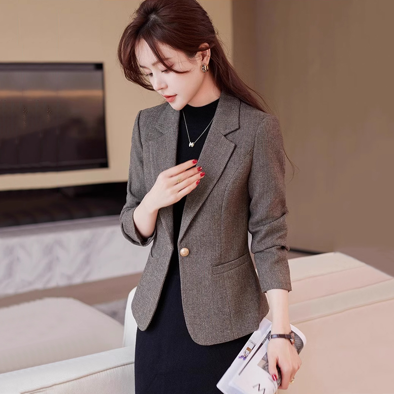 短款小西装外套女春秋2023新款韩版高级感小个子修身休闲西服上衣-Taobao