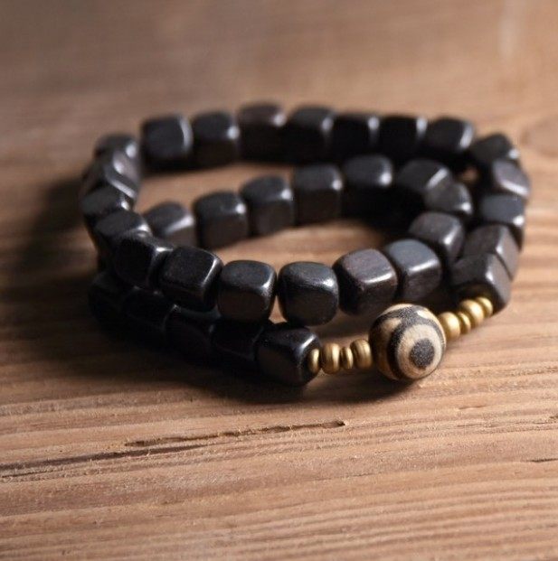 Handmade ebony beads hand string male retro personality female jewelry ...