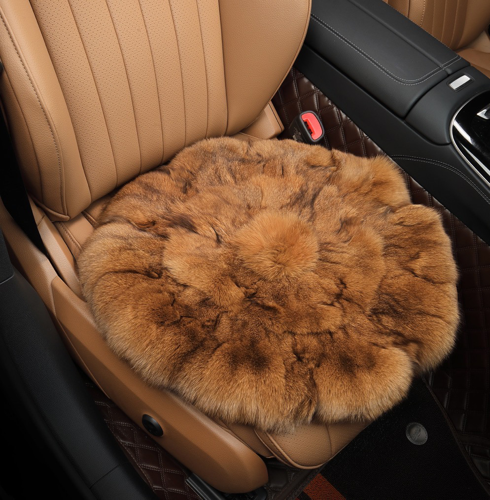 🔥 Winter driving essential: fox fur car seat cushion - wool fleece, one ...