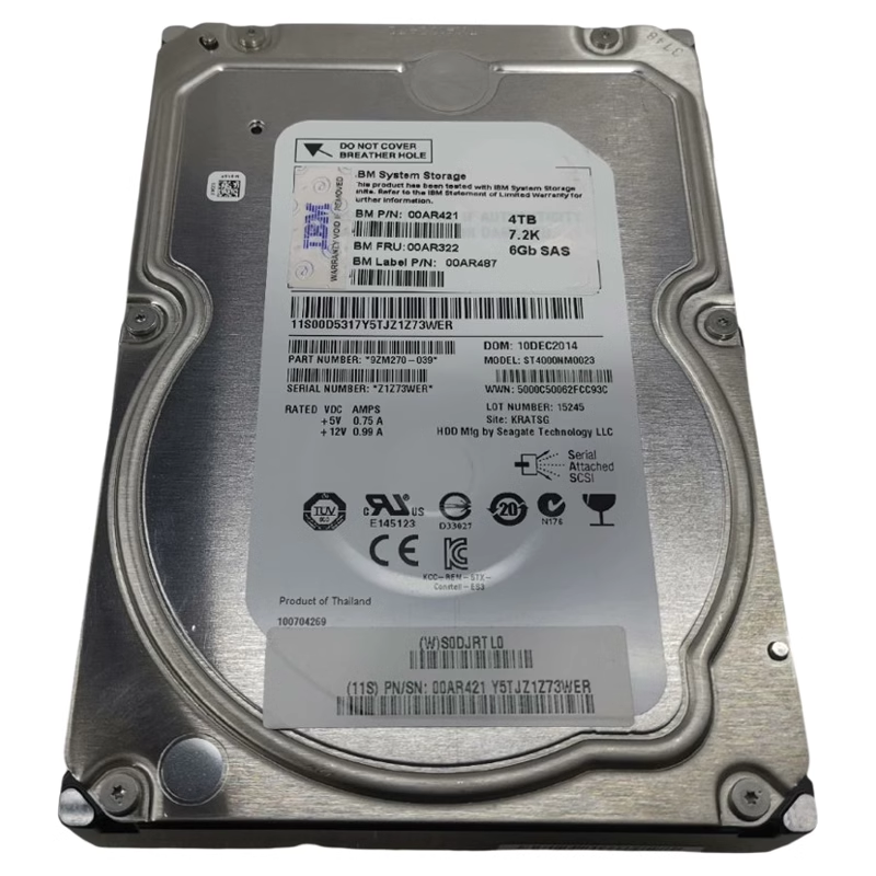 IBM 00AR322 00AR421 00AR487 4T 7.2K SAS 3.5 V7000 G2存储硬盘