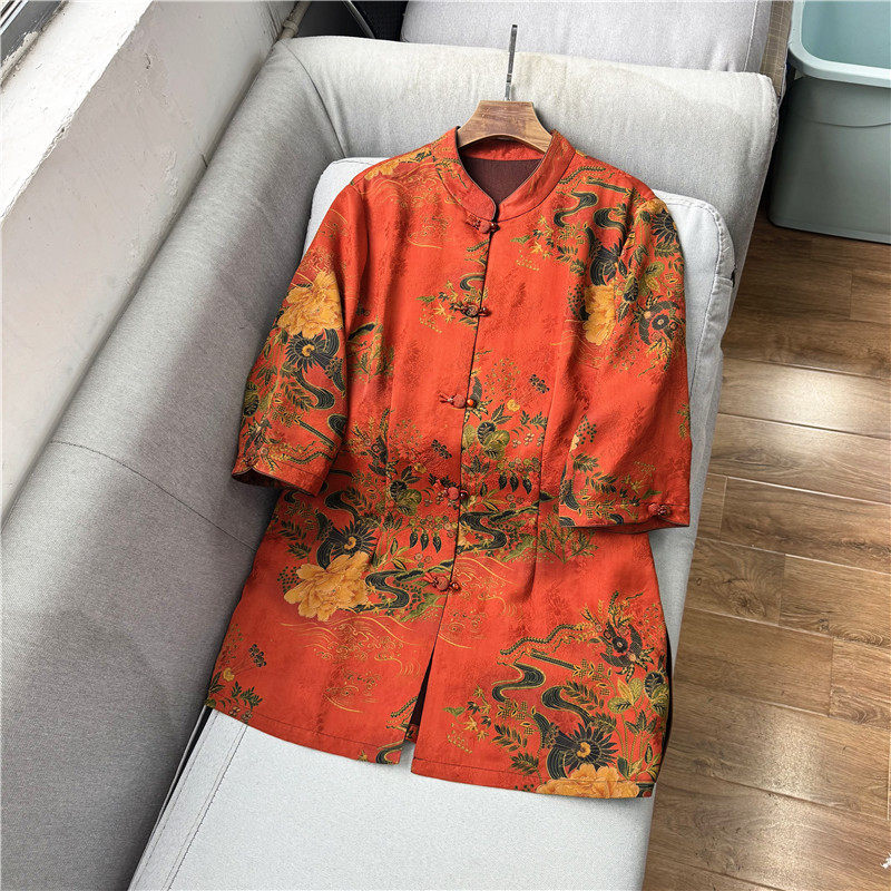 🔥 Zheng xing's red floral silk robe, a must-have for work clothing ...