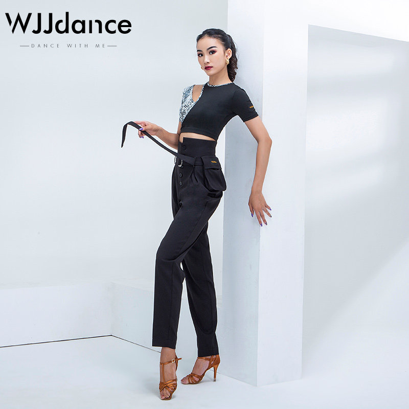 WJJdance 2025新款拉丁舞裤：高腰系腰带口袋装饰，让你舞动全场！-拉丁舞下装-淘宝好物网