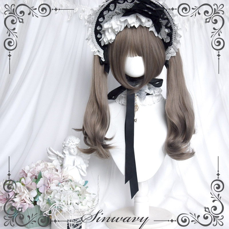 Svame gothic gray long curly hair double ponytail clara style lolita ...