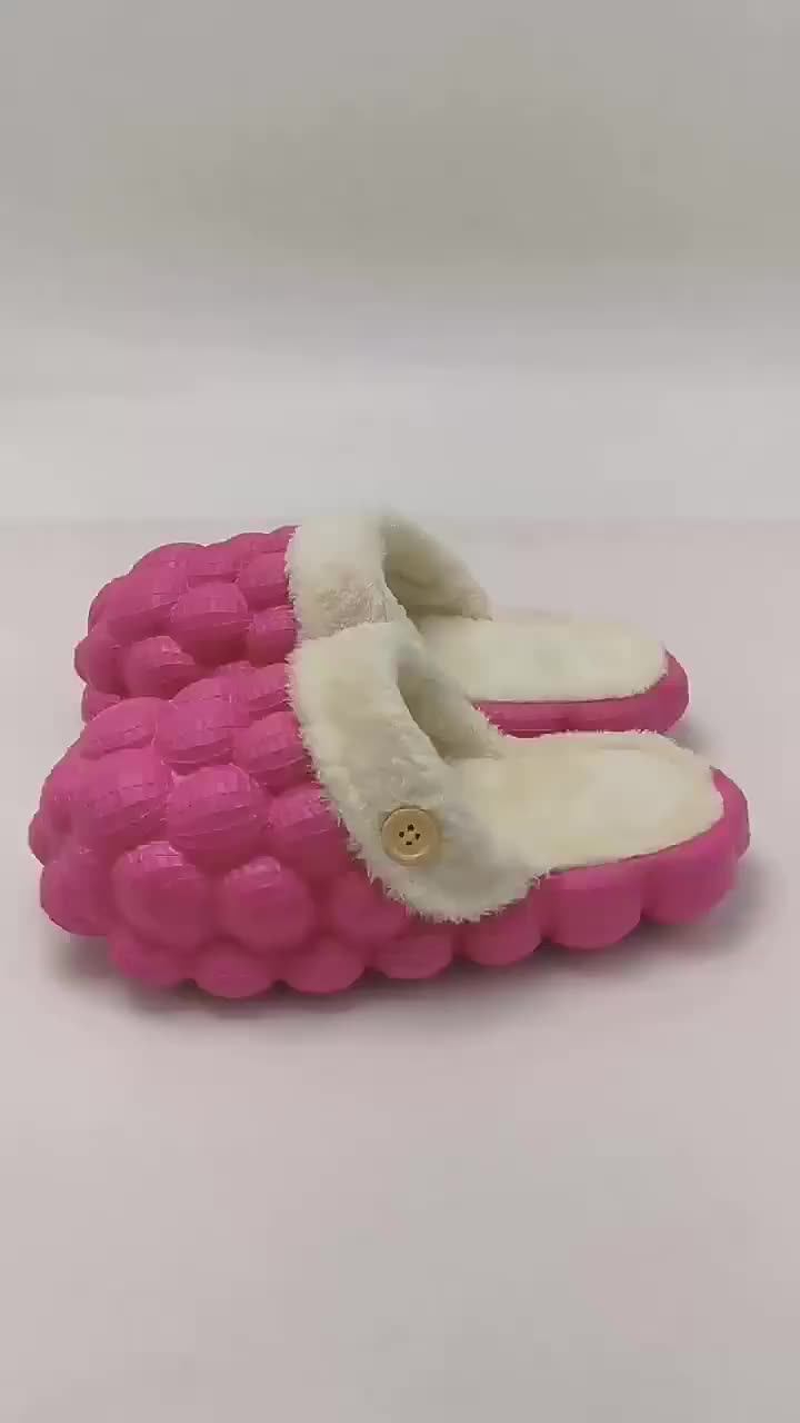 Wholesale Size 8 Fluffy Fur Winter Massage Plush Bubble Slides Shoe ...
