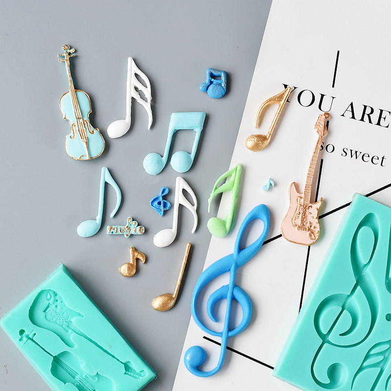 乐器硅胶模具手提琴音乐符号吉他乐器音乐滴胶粘土蛋糕装饰-阿里巴巴