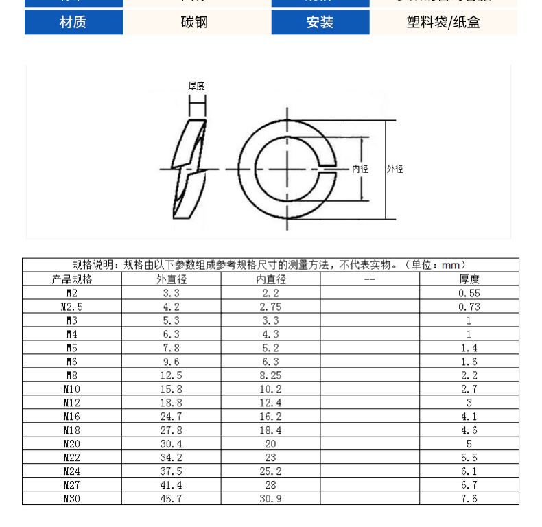 GB93-87 65锰 弹簧垫圈 清仓 彩锌 M6 M8 M10 M12 M14多规格-阿里巴巴