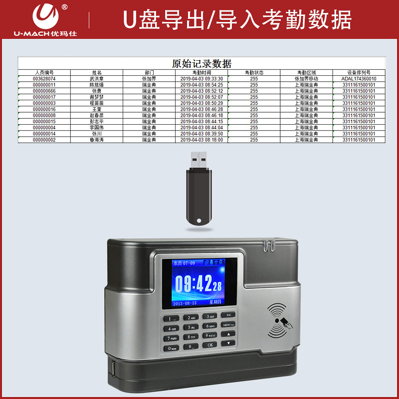 [USD 416.13] U-K2 Smart Swipe Card Attendant employee punches card to ...
