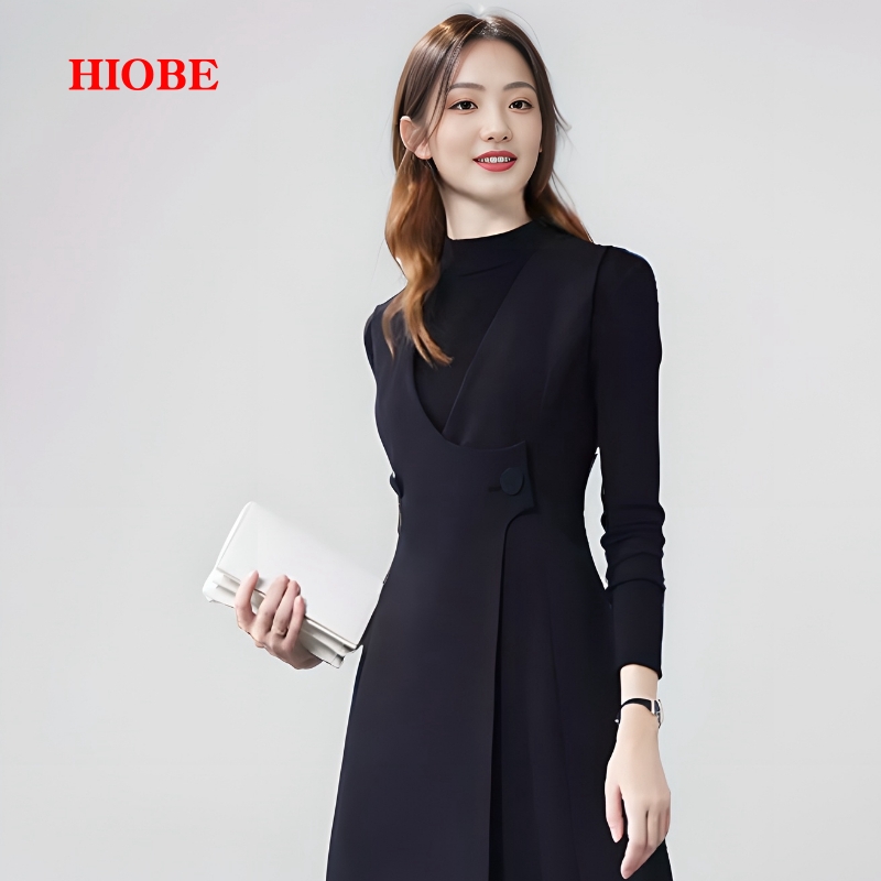 【商场】HIOBE女装新款休闲两件套裙装简约百搭长袖针织连衣裙-Taobao