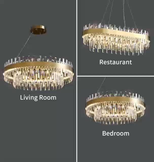 Modern Dining Table Crystal Chandelier Rectangular Dining Room Led ...