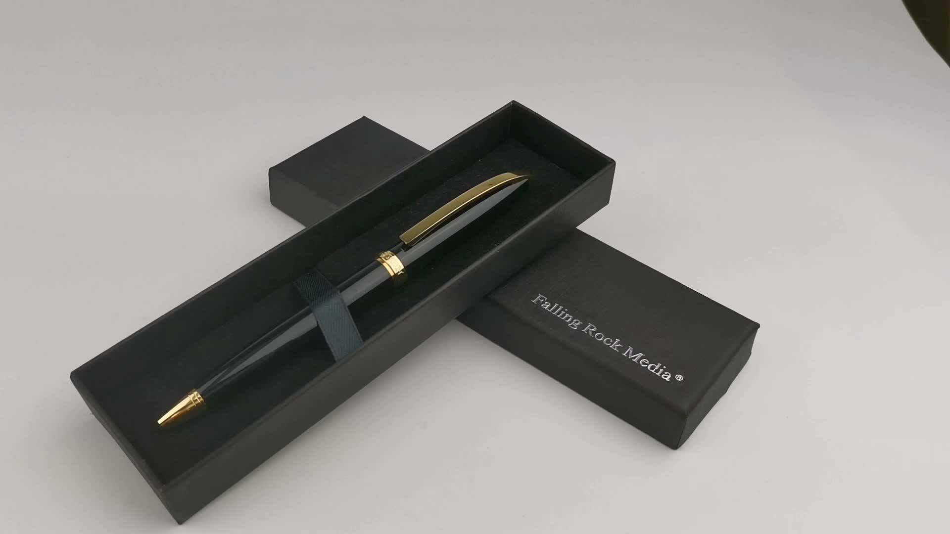 Luxury Executive Office Black Gloss Pen With Gold Finish Promotion Logo ...