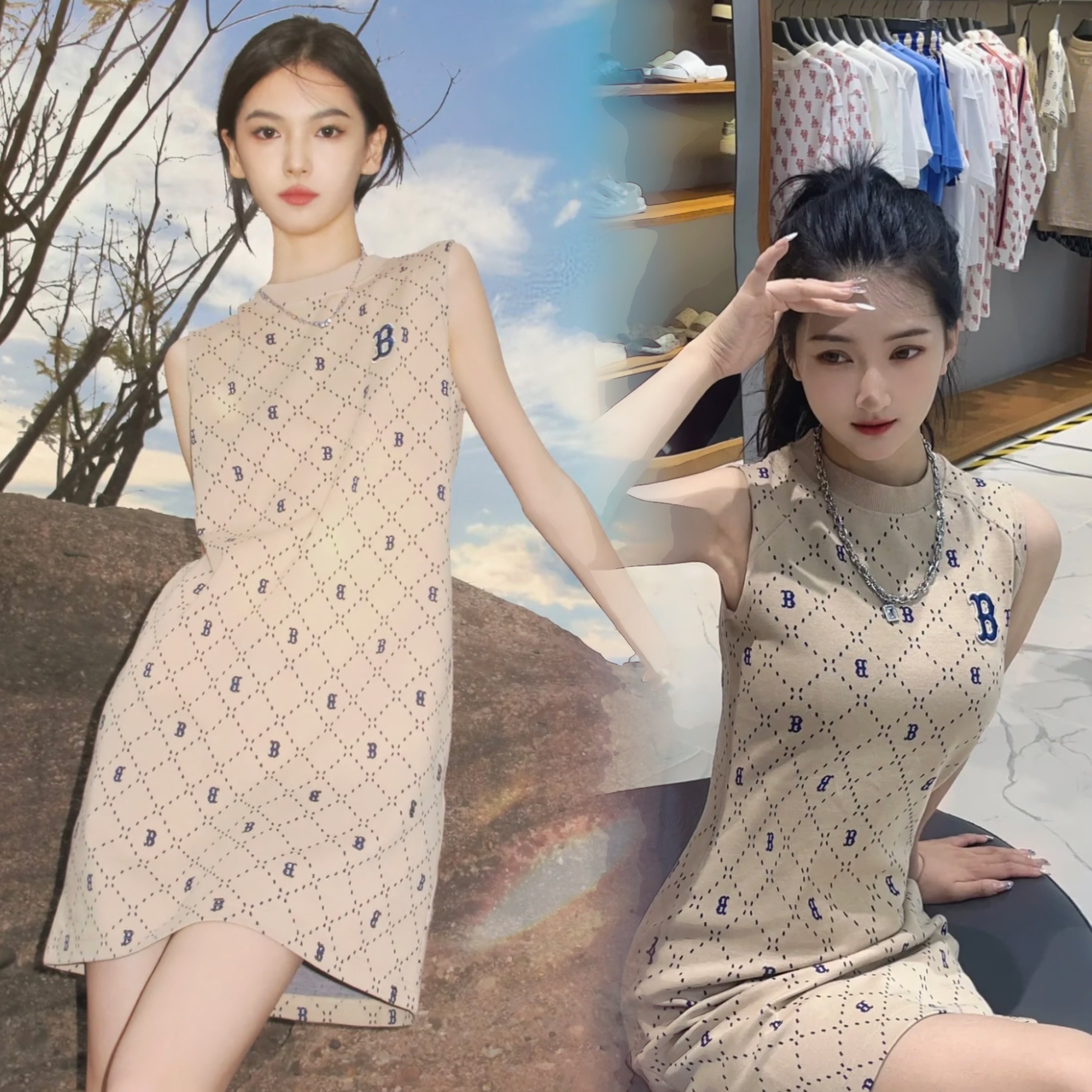 夏季新款来袭！MLB无袖钻石老花连衣裙，你心动了吗？💃 -运动连衣裙-淘宝好物网
