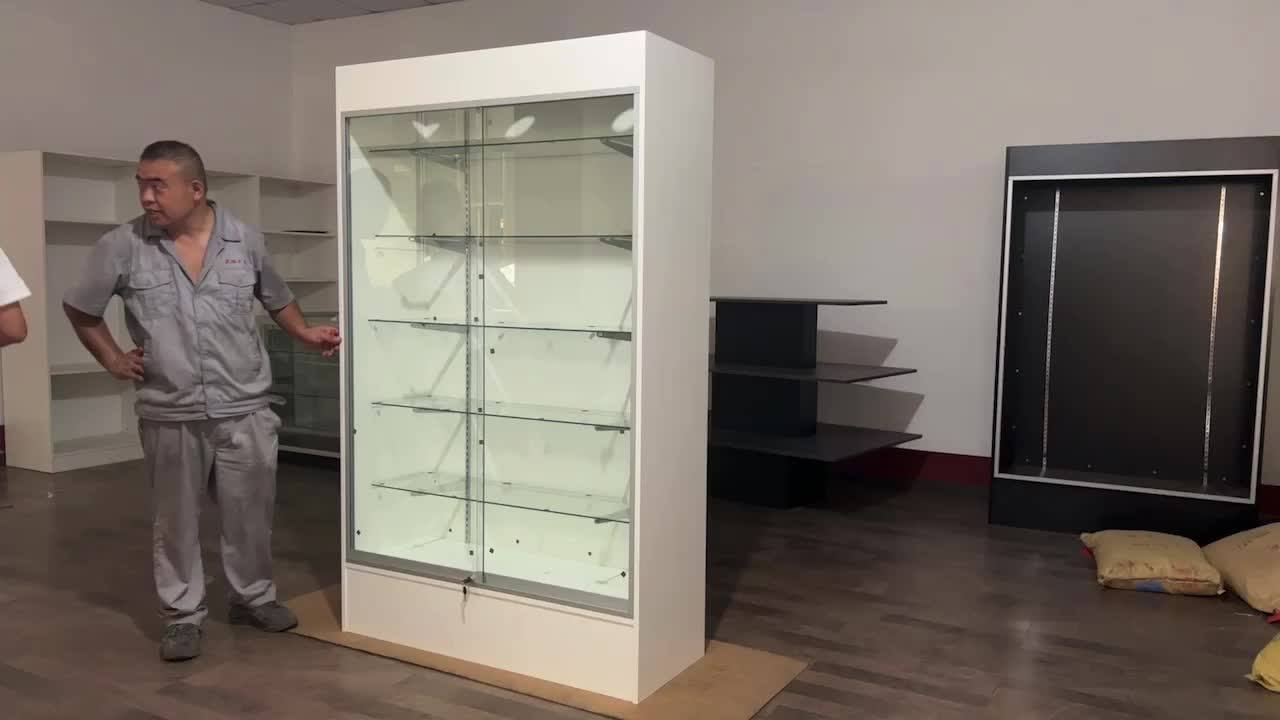 Black White Wall Display Showcase With Led Light - Buy Glass Wall ...