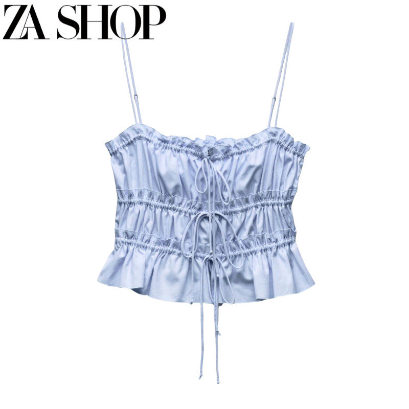 ZA Summer New Women's Backless Straight Collar Split Camisole Bow ...
