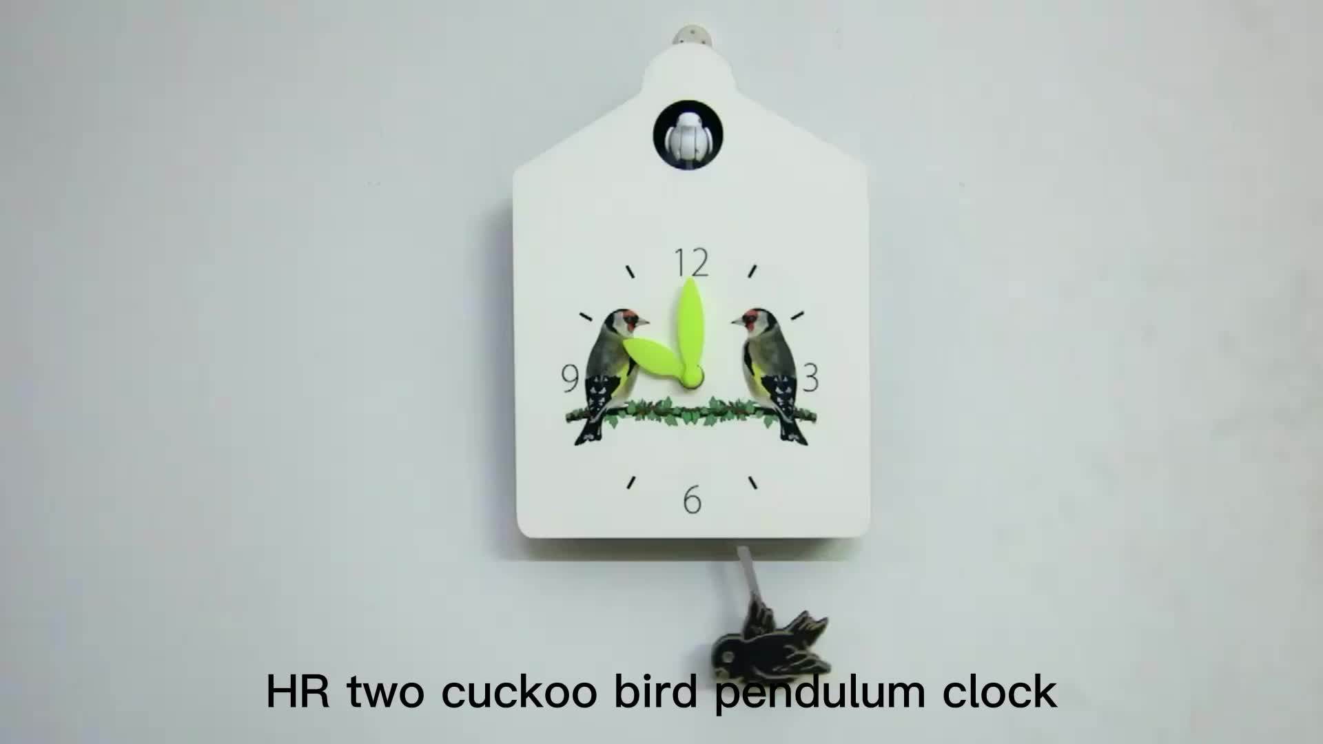 White Color Wood House Wall Clock Cuckoo Bird Hourly Chime Swing Wooden ...