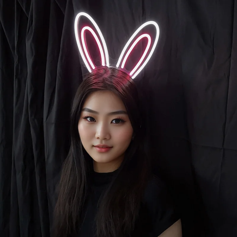 🎉 This led neon bunny ear headband is a must-have for creating a killer ...