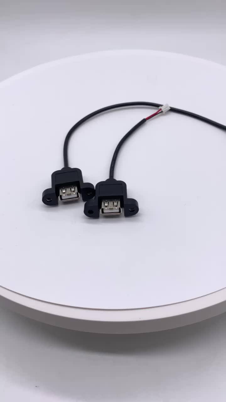 Panel Mount Usb2.0 Female To 2 Wires 2464 Open End Cable Pigtail With ...