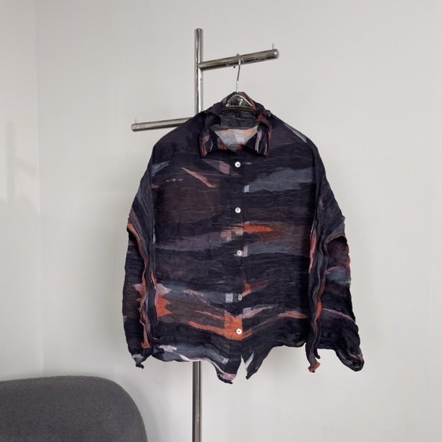 【邢康莉甄选】2025年新款花色柳条褶duangduang衫#11998