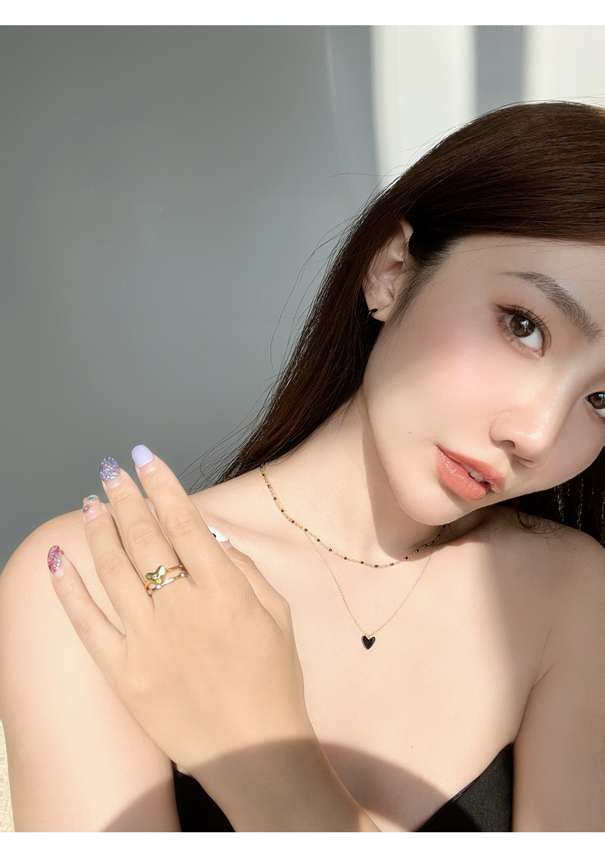 原創520禮物S925純銀黑色珠珠小愛心形天然黑瑪瑙短項鍊 - 升尼生活館 - iOPEN Mall