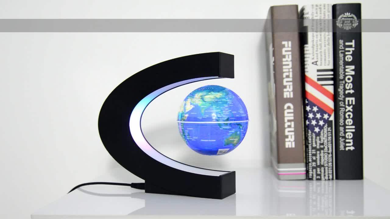 C Shape Desktop World Map Globe Earth Globe Rotating Levitating ...