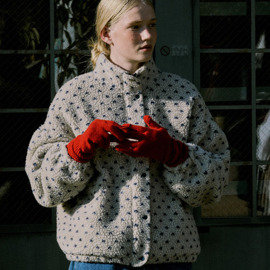 FRITUR韩国代购Dot Fleece Jacket Ivory外套包邮