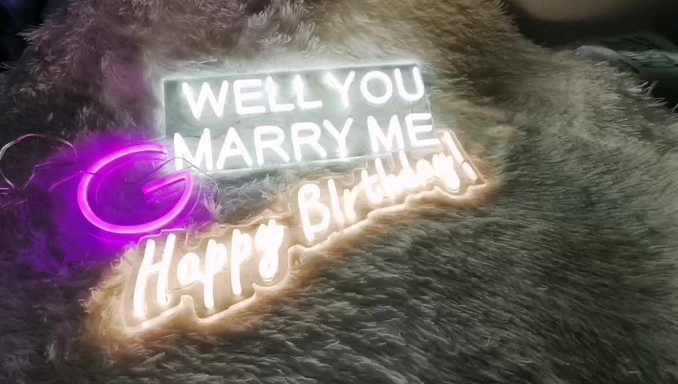 Happy Birthday Led Neon Signs Big Light Up Cake Bright Led Acrylic Neon ...