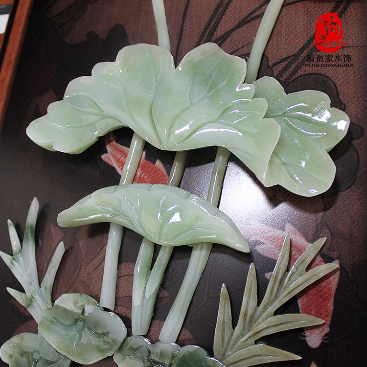 New Chinese jade jade carving decorative painting Living room wall ...