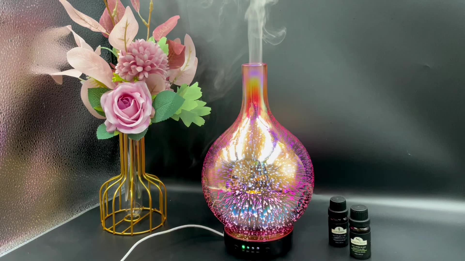 120ml 3d Glass Aroma Defuser Diffusor 3 In 1 Cool Mist Electric Glass ...