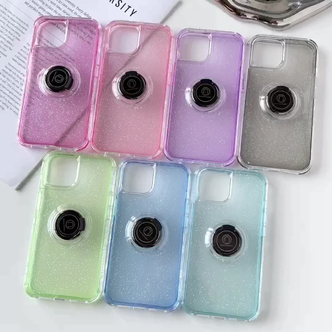 Epoxy Resin Pc With Round Ring Anti Drop Colorful Tpu Mobile Phone Case ...