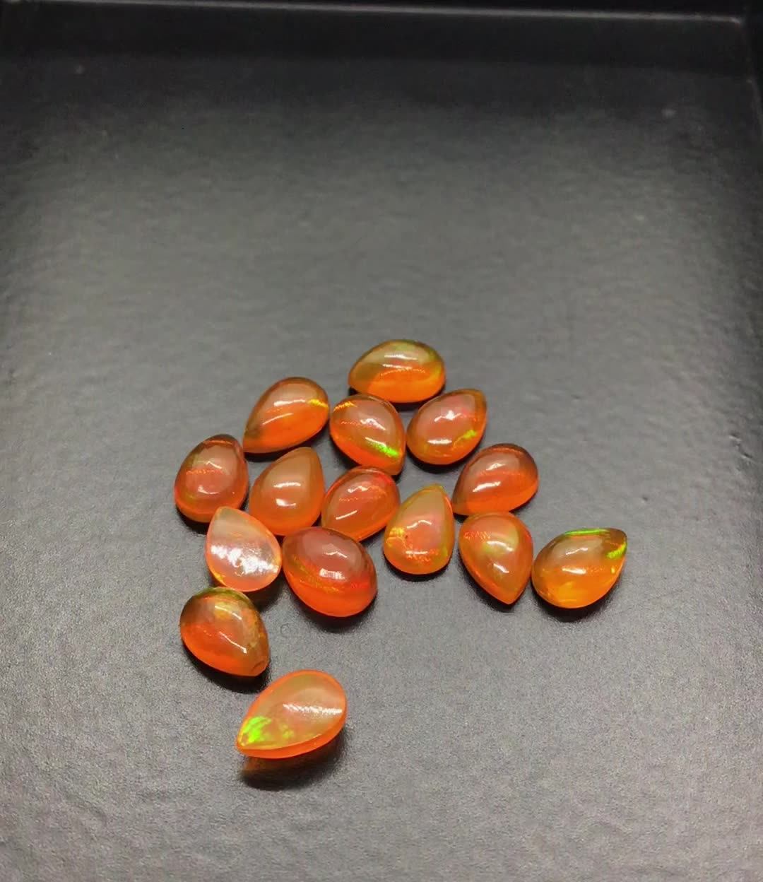 Pear Ethiopian Orange Faithful Opal 10x12mm Flat Back 100% Natural ...