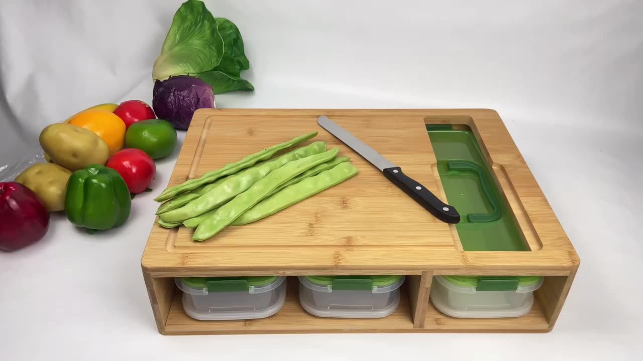 Wholesale Custom Bamboo Wooden Chopping Block Cutting Board With 3 ...