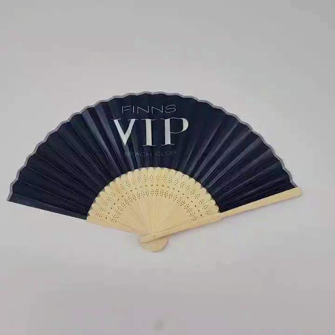 Personalized Printed Art Logo Handfan Favor Fabric Wooden Bamboo Paper ...