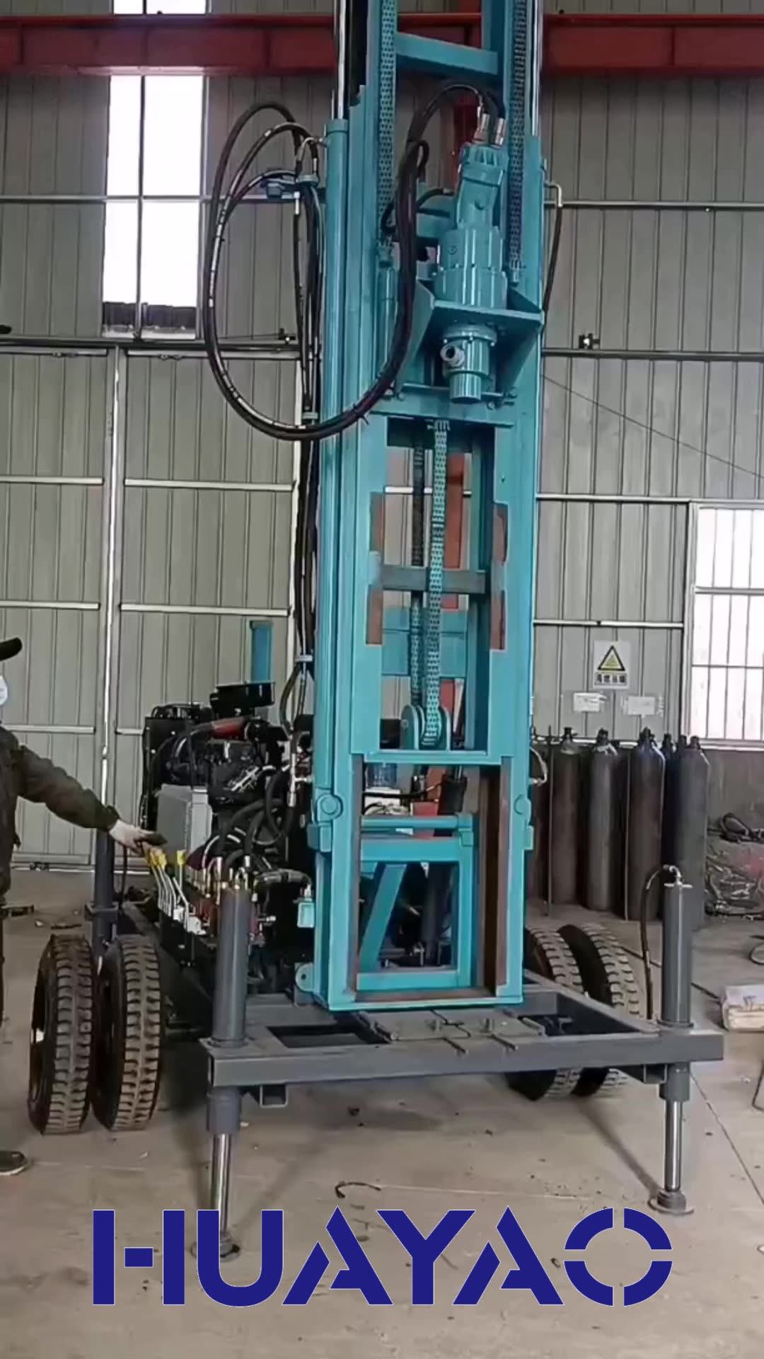 300 M Water Well Rig Portable Wheeled Pneumatic Borehole Deep Water ...