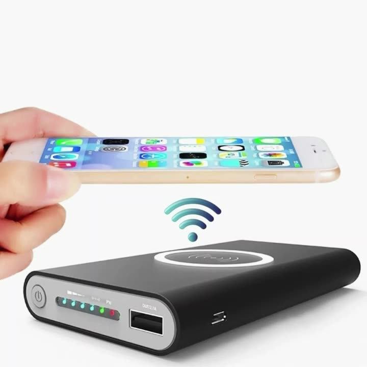 10000mah Power Bank External Battery Bank Built-in Wireless Charger ...