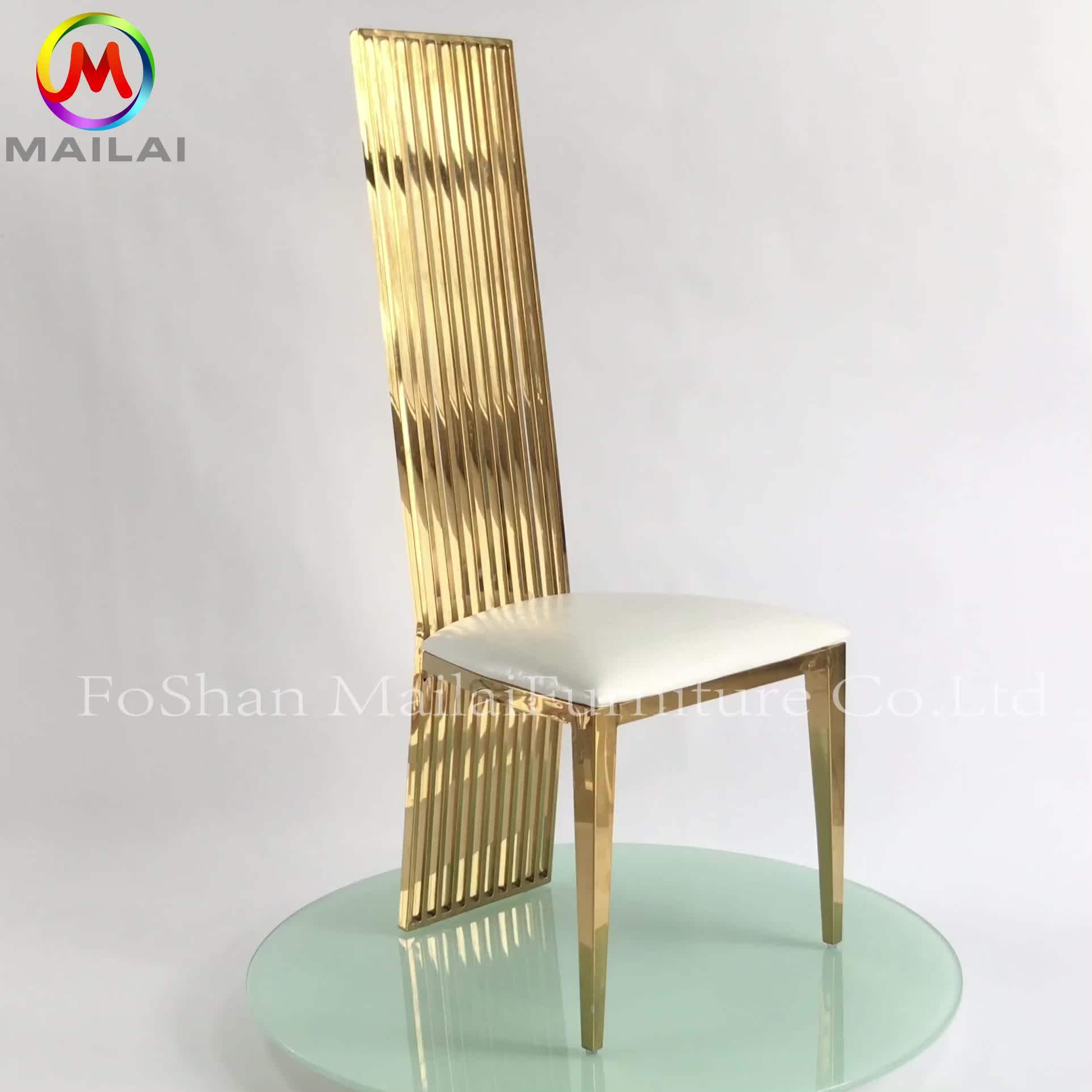 Wholesale White Cushion High Back Dining Chair Stainless Steel Gold ...