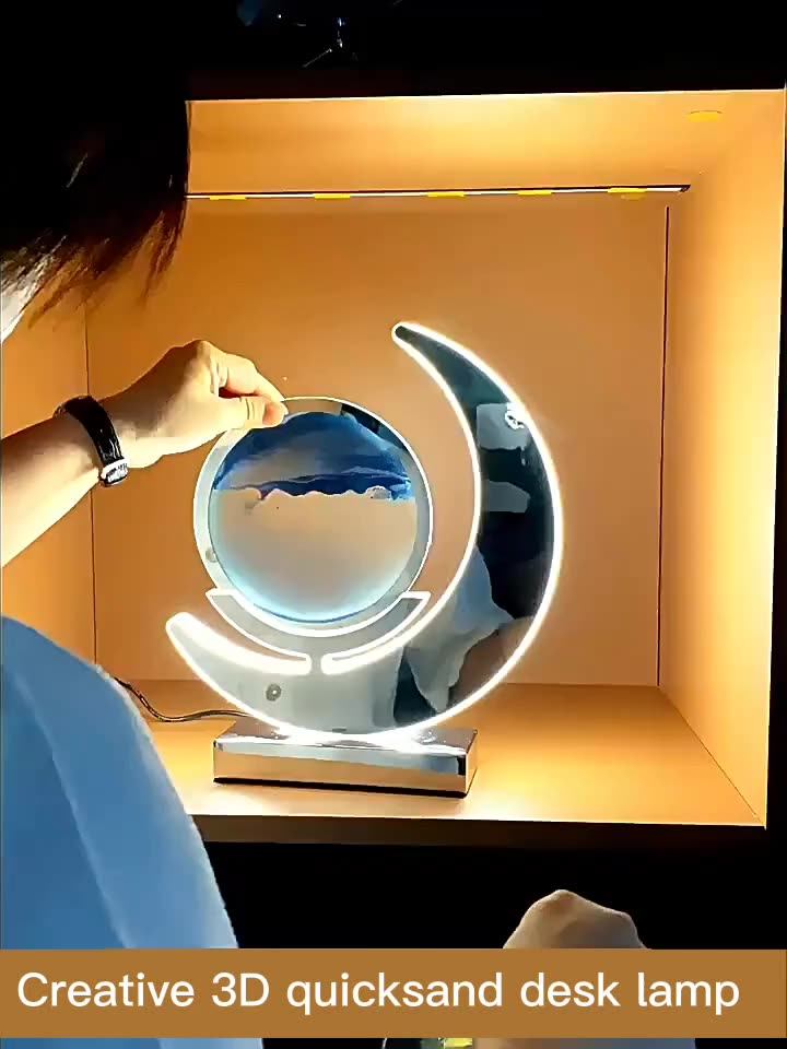 Led Glass 3d Moving Sand Lamp Flowing Quick Sands Of Time Art Picture ...