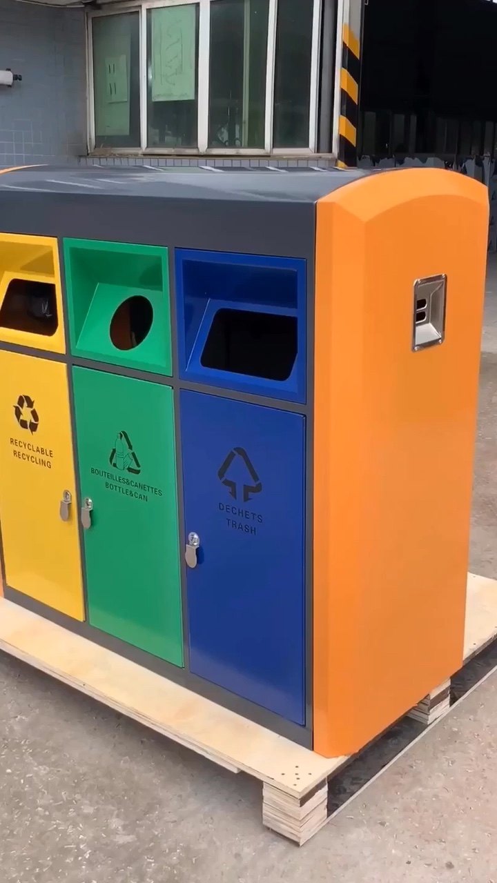 High Quality Trash Cans 3 Compartment Waste Bins Stainless Steel ...