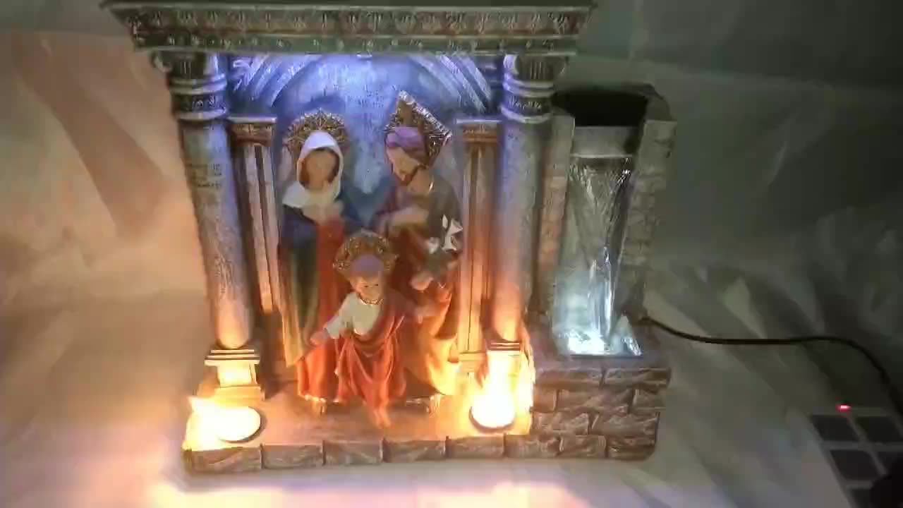 Led Lights Fountain Home Decorative Resin Catholic Religious Indoor ...