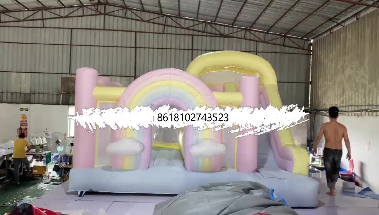 Pastel Rainbow Bounce House Jump House Inflatable Bouncer Jumping ...