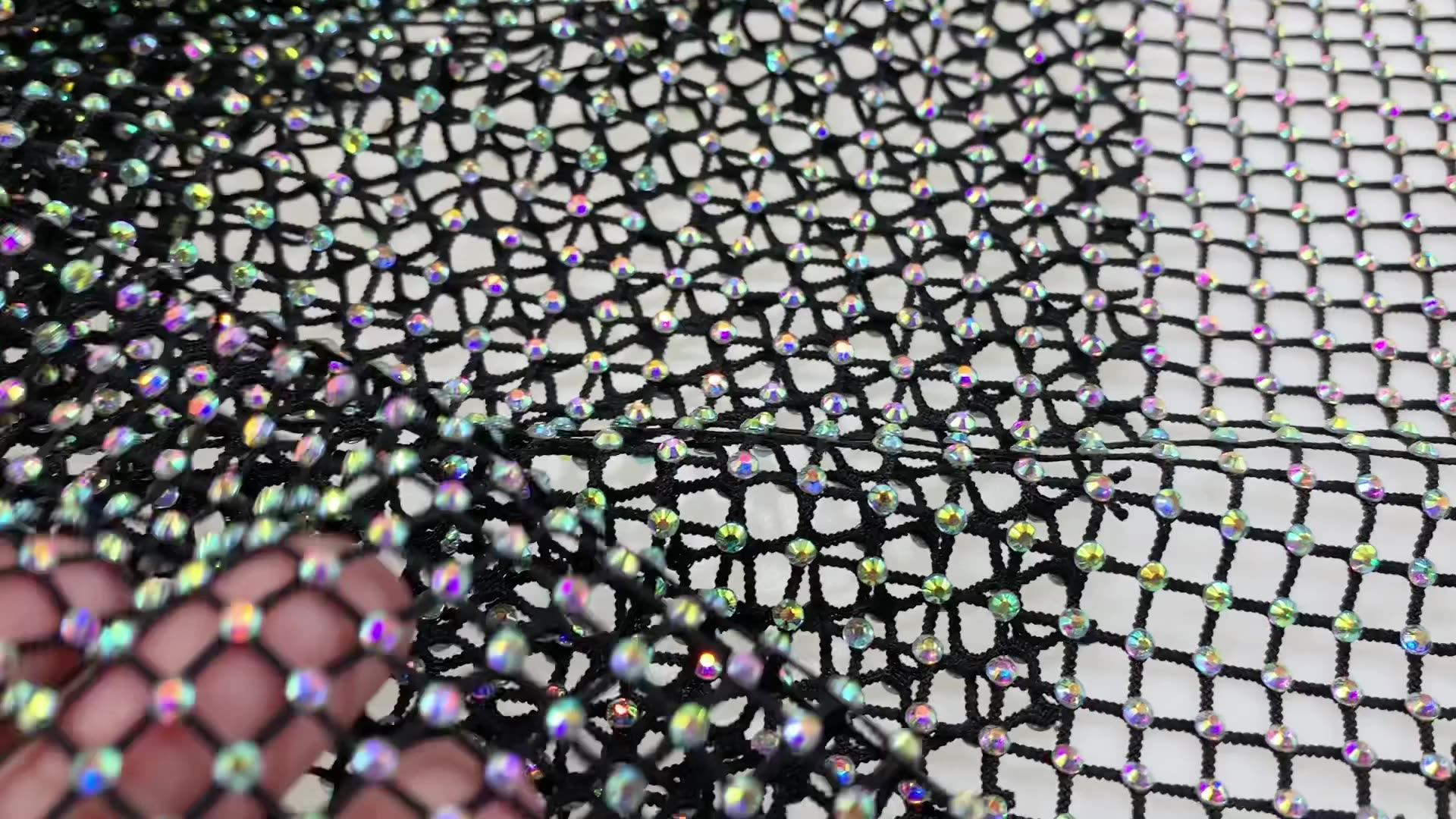 Custom High End Rhinestone Glitter Fabric Mesh Elastic Rhinestone ...