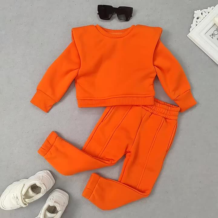 Custom Fall Winter Boys Girls Kids Clothing Toddler Tracksuits Solid ...